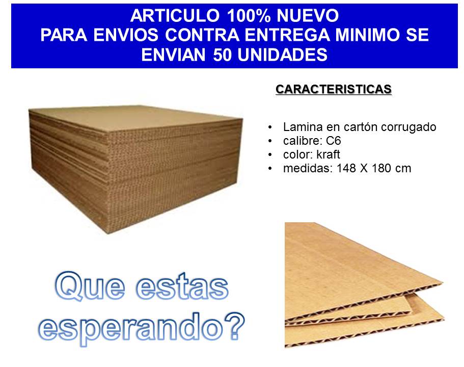 Lamina de carton C6 148 X 180 | ECORECICLAJE - GABYVENTAS