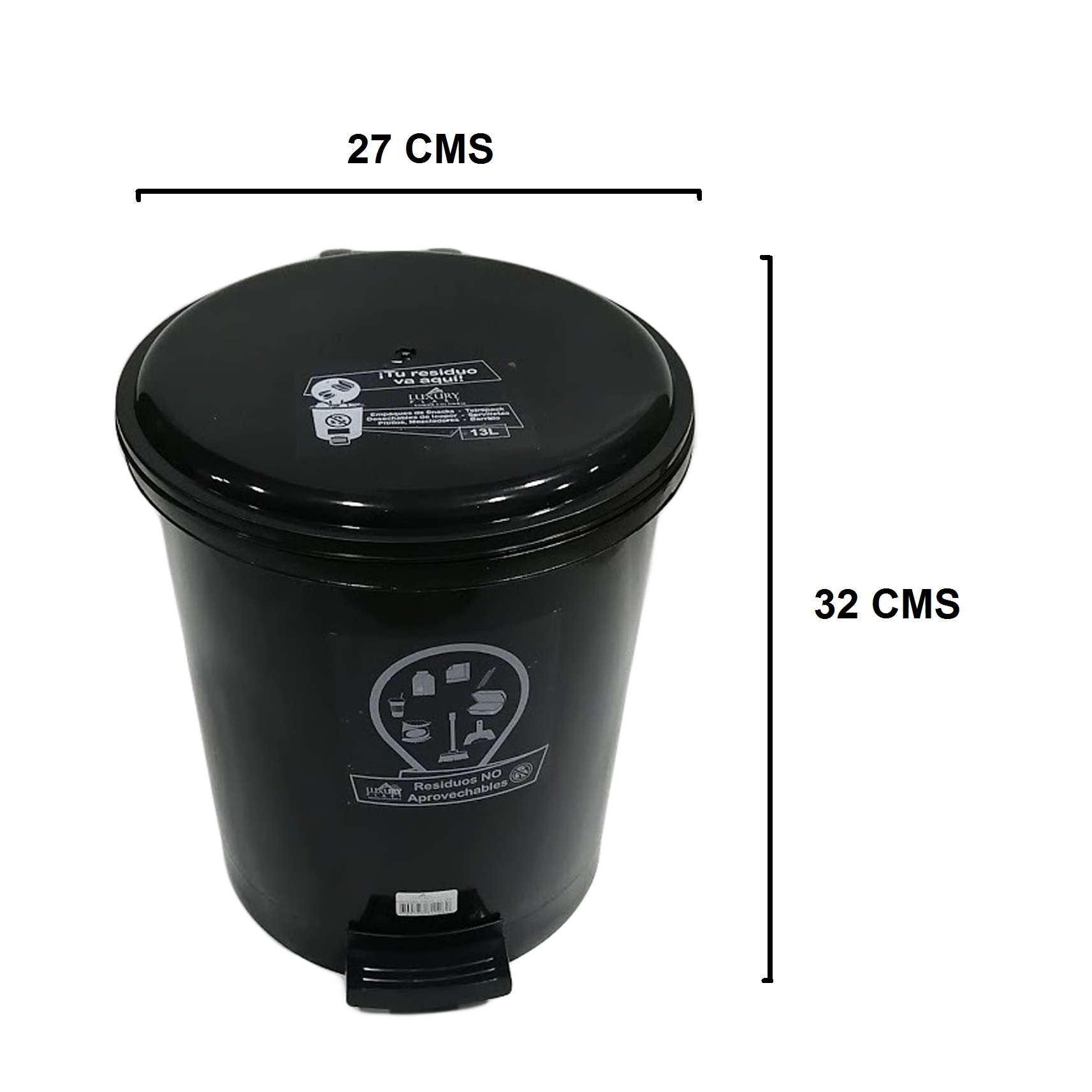 caneca Luxury de 13 litros pedal (37) medidas | ECORECICLAJE - GABYVENTAS